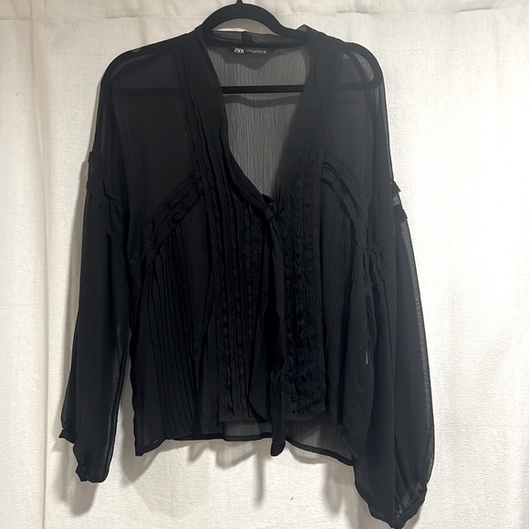 Zara | Tops | Zara Sheer Black Top | Poshmark